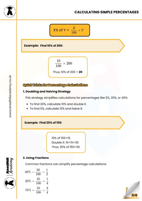 Calculating Simple Percentages – Anselhill Academy Resources