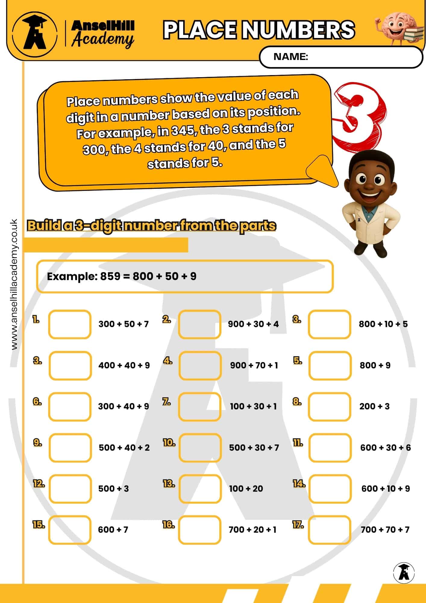 Place Numbers – Anselhill Academy Resources