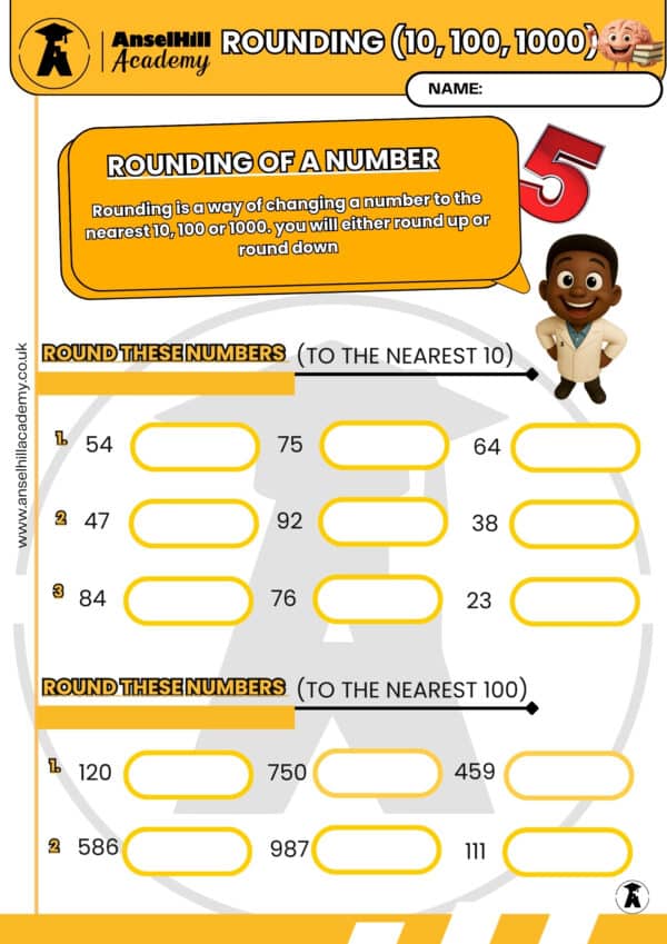 Rounding to the Nearest 10, 100, and 1,000 – Anselhill Academy Resources