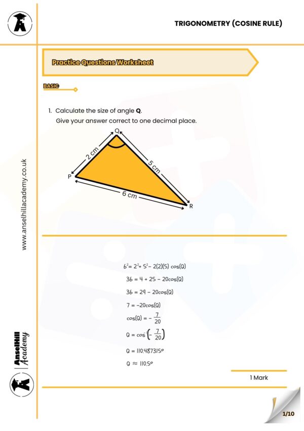 Trigonometry: The Cosine Rule – Anselhill Academy Resources