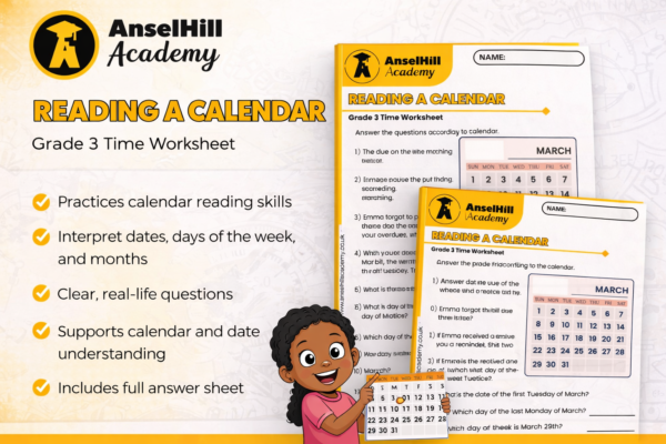 Reading a Calendar – Grade 3 Time – Anselhill Academy Resources
